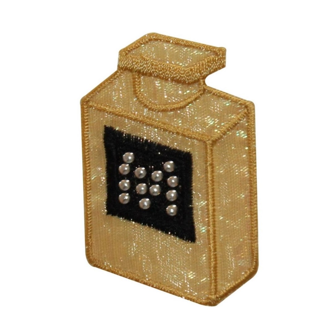ID 7787 Shiny Gold Perfume Bottle Patch Scent Glass Embroidered Iron on ...