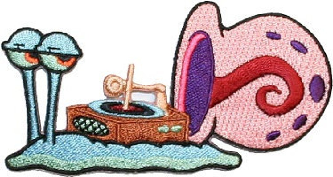 Spongebob Squarepants Gary Record Player Embroidered Iron on Applique ...