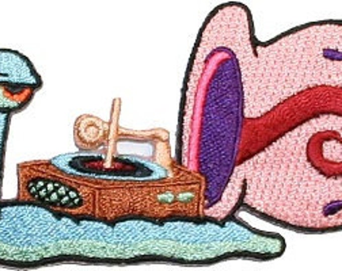 Spongebob Squarepants Gary Record Player Embroidered Iron on - Etsy