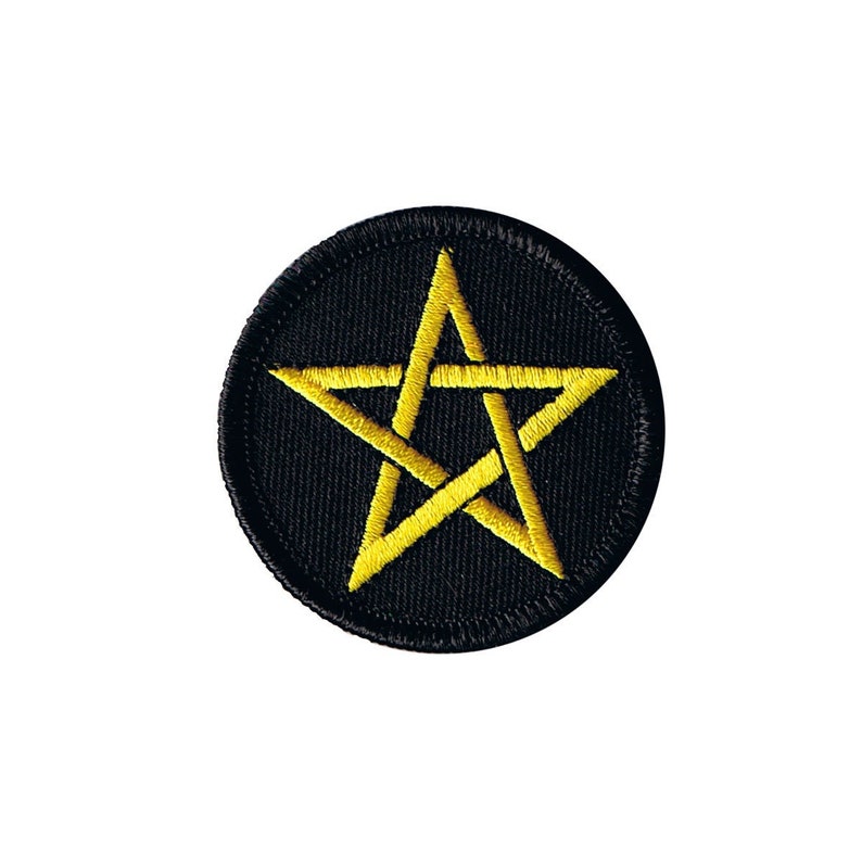 2 INCH Yellow Pentagram Patch Star Satan Symbol Embroidered Iron on ...