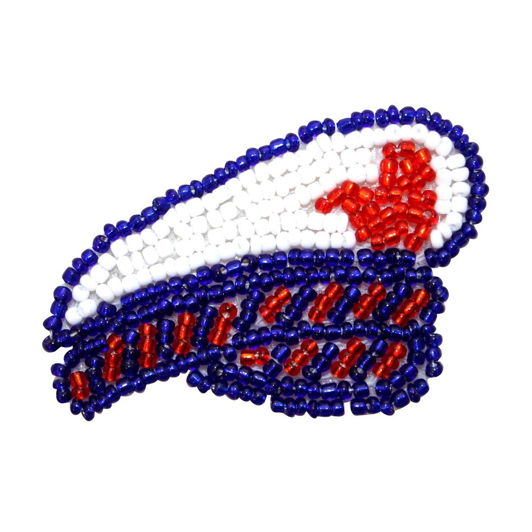 ID 9124 Ship Captain Hat Patch Ship Boat Sailing Cap Beaded Iron on ...
