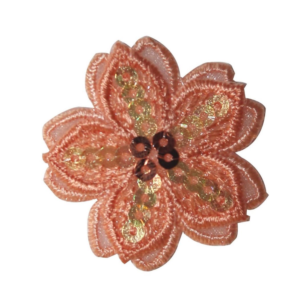 ID 6394 Sequin Layered Flower Patch 3D Blossom Embroidered Iron on ...