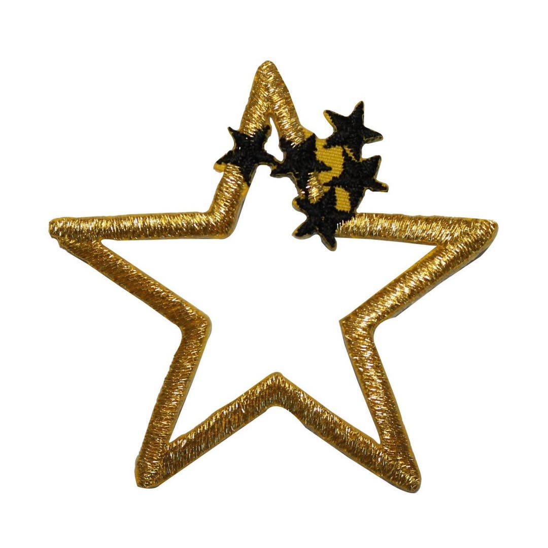 ID 3513 Gold Star Outline With Cluster Patch Craft Embroidered Iron on ...