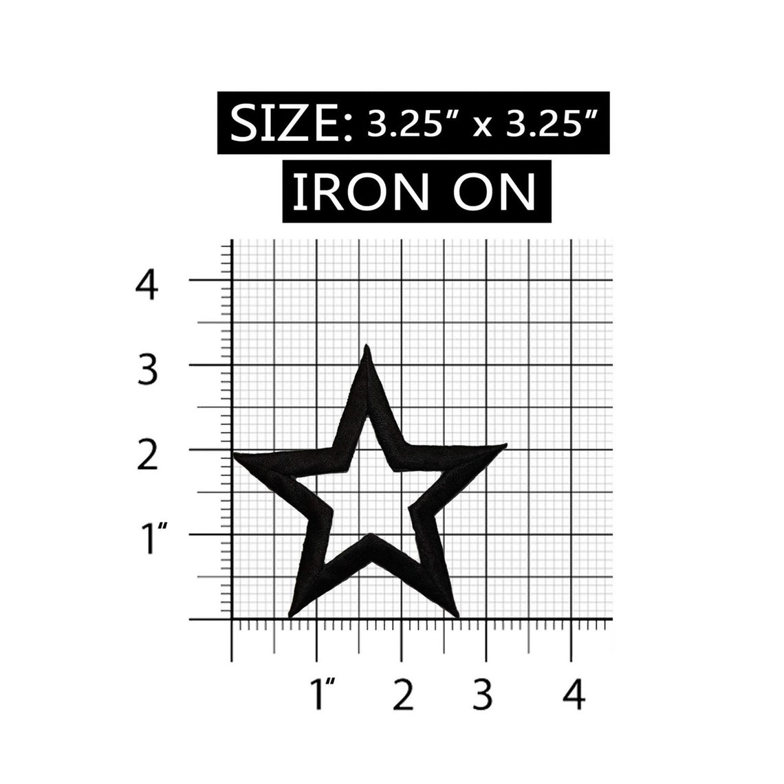 ID 3479 Black Star Outline Patch Sky Craft Emblem Embroidered Iron on ...
