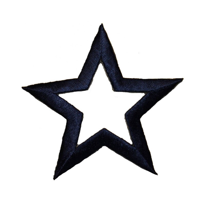 ID 3478 Navy Blue Star Outline Patch Craft Emblem Embroidered Iron on ...