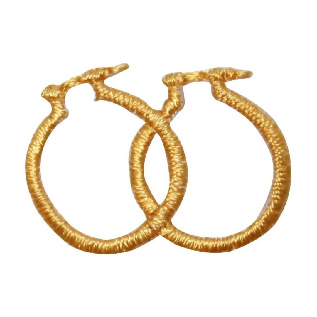 ID 9074 Lot of 3 Gold Hoop Earrings Patch Jewelry Embroidered Iron on ...