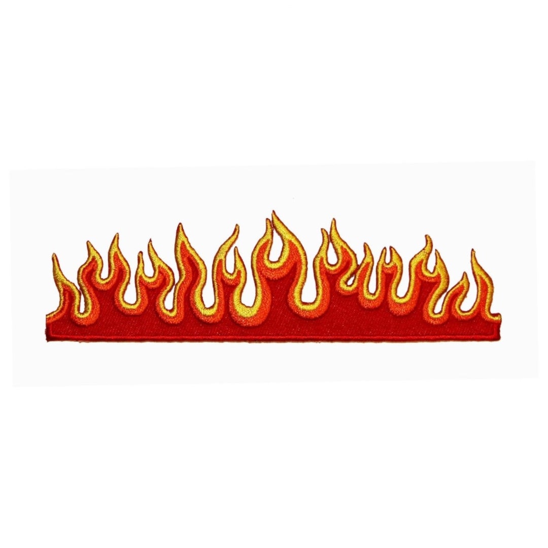 Red Flame Strip Patch Three Colored Fire Design Embroidered Iron on ...