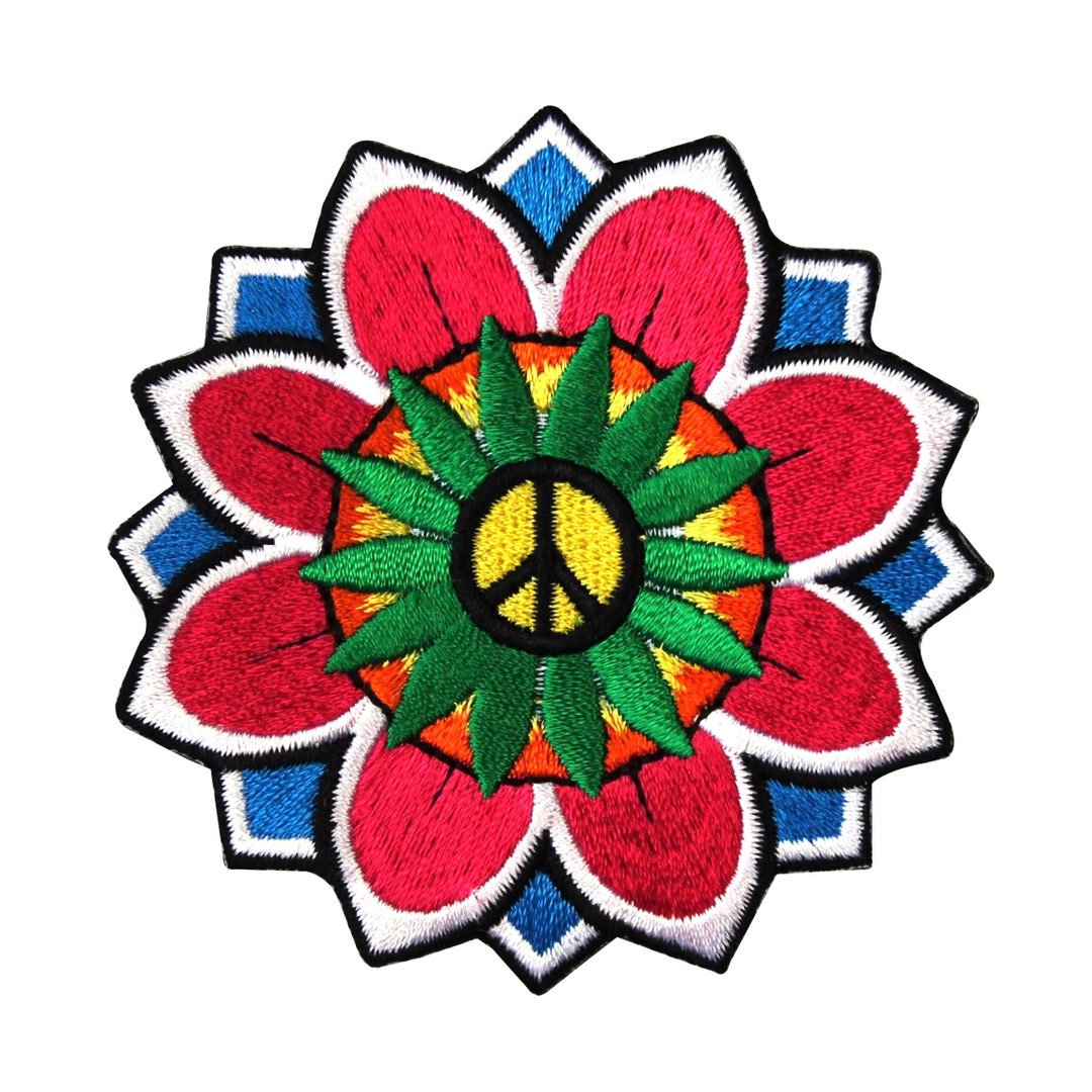 Daisy Peace Sign Flower Patch Hippie Groovy Embroidered Love Iron on ...