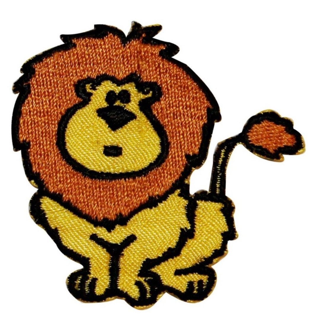 Cartoon Lion Patch Cute Jungle Wild Animal Beast Embroidered Iron on ...