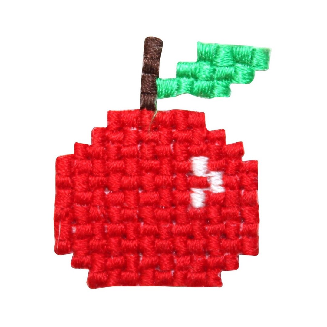 ID 1319D 8 Bit Pixel Apple Patch Retro Fruit Game Embroidered Iron on ...