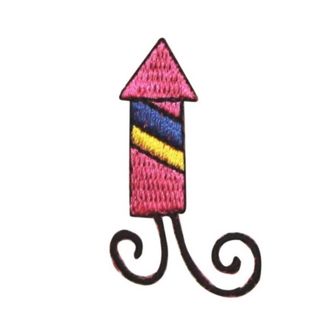 ID 1021C Firework With Stripes Patch 4th of July Embroidered Iron on ...