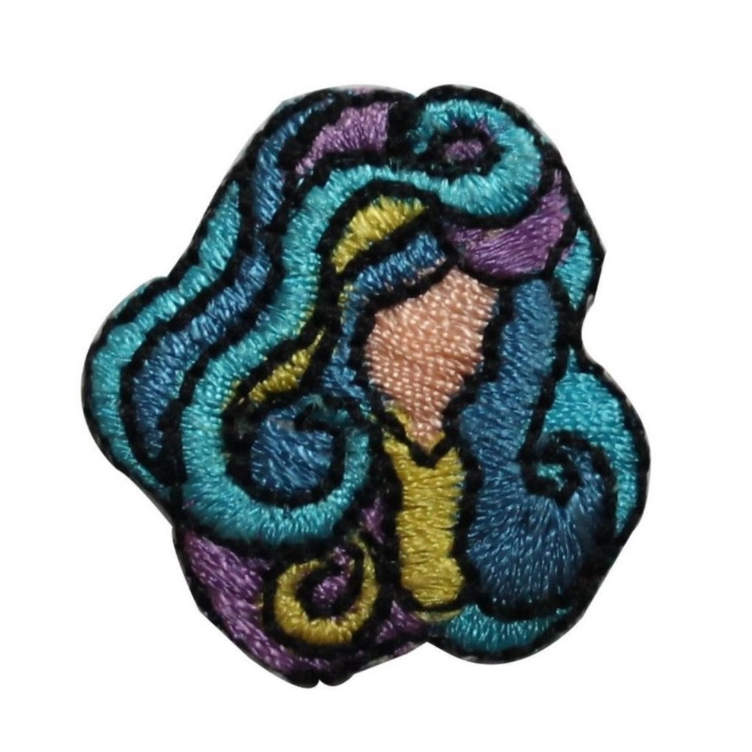 ID 7488 Mermaid Siren Face Patch Ocean Head Fashion Embroidered Iron on ...