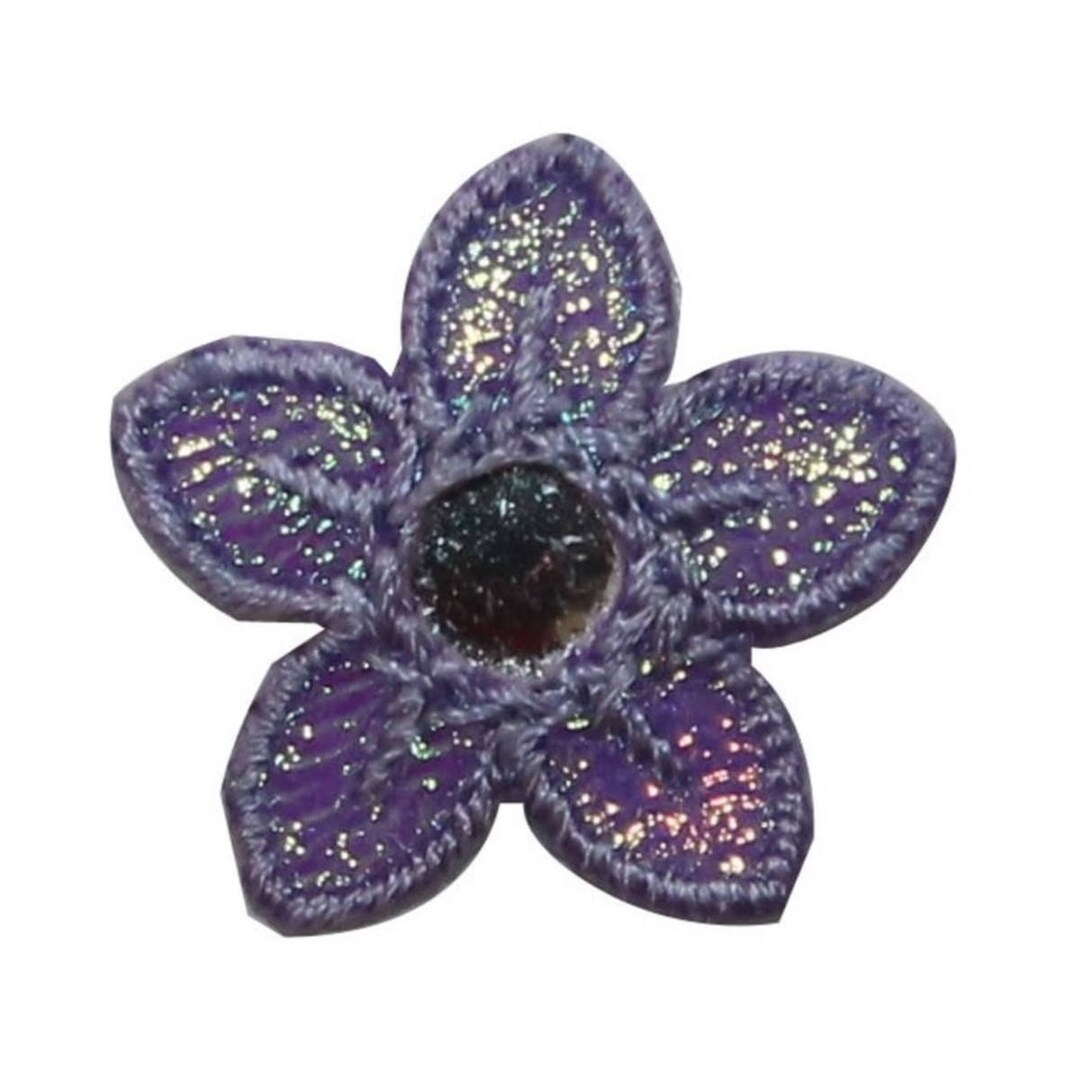 ID 6416 Shiny Purple Flower Patch Garden Blossom Embroidered Iron on ...