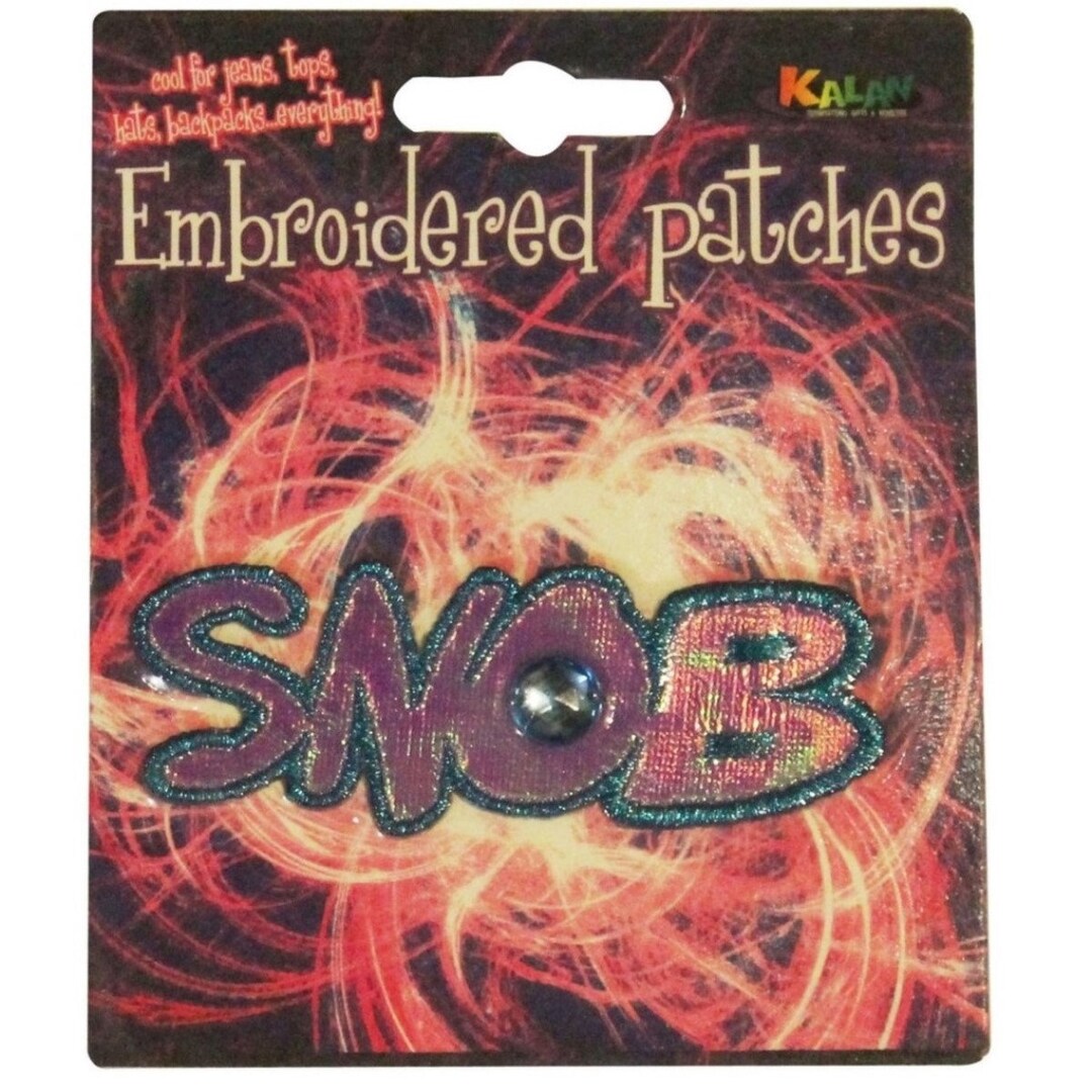 Snob Metallic Name Tag Patch Badge Gem Novelty Sign Embroidered Iron on ...