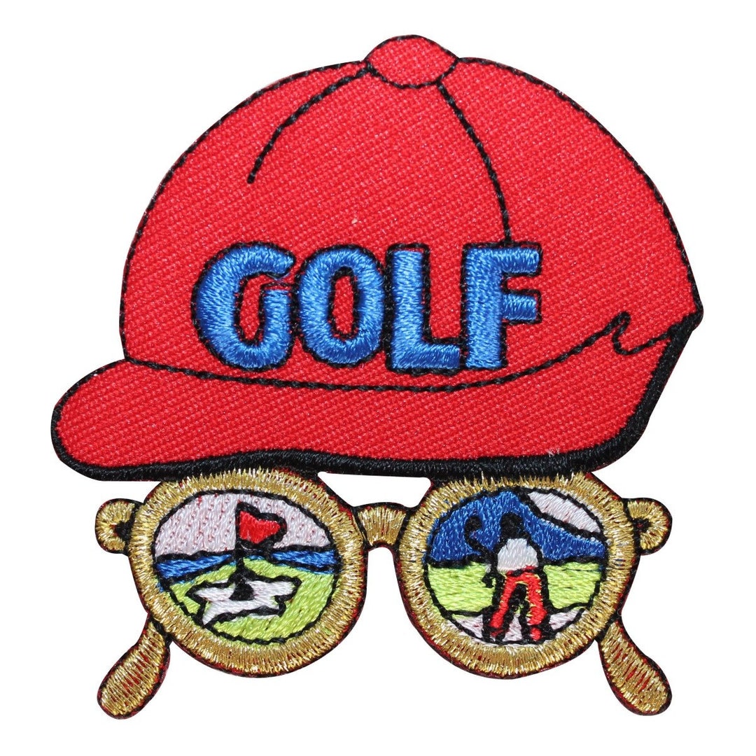 ID 1485 Golf Hat Scene Patch Glasses Golfing Craft Embroidered Iron on ...