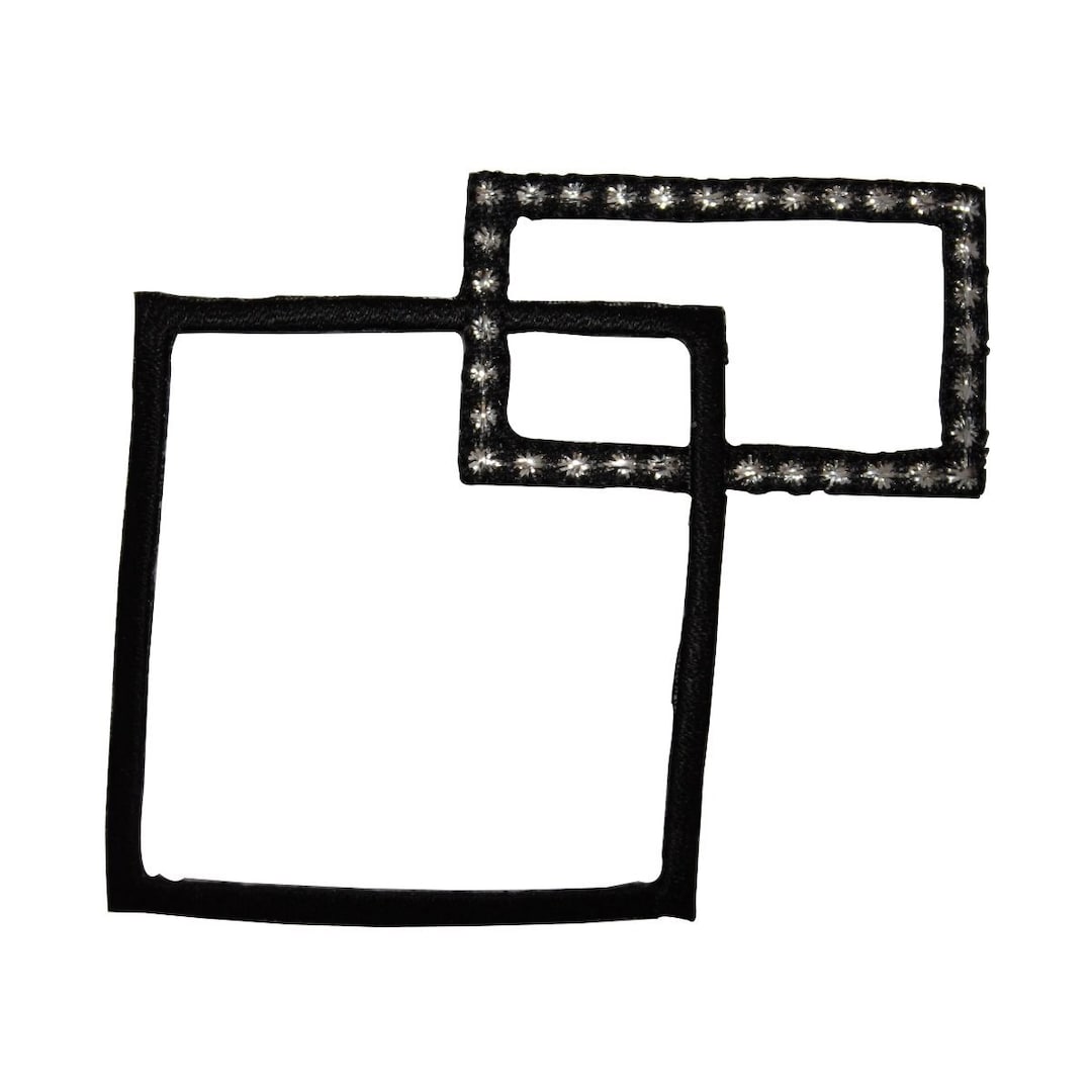 ID 8742 Black Linked Squares Patch Rectangle Outline Embroidered Ironon ...