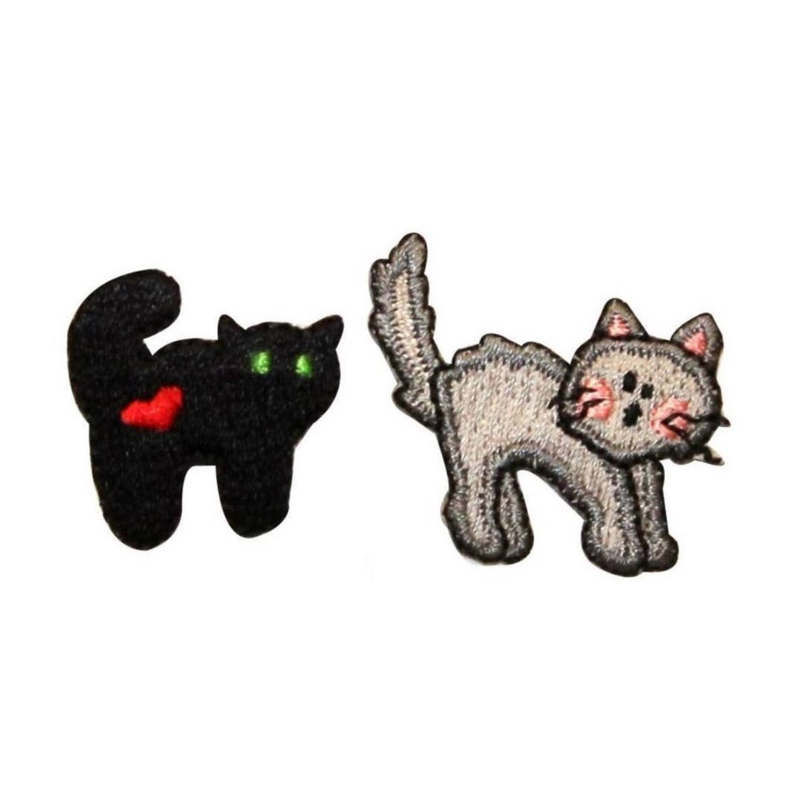 ID 0910AB Set of 2 Cat Scary Patch Halloween Kitty Embroidered Iron on ...