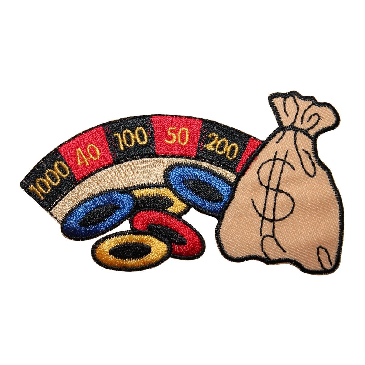 ID 8573 Casino Gambling Wheel Patch Chip Money Bag Embroidered | Etsy