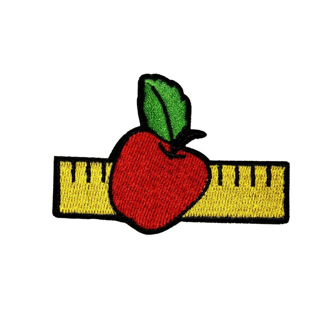 ID 0953A Apple and Ruler Patch Children Teacher Embroidered Iron on ...