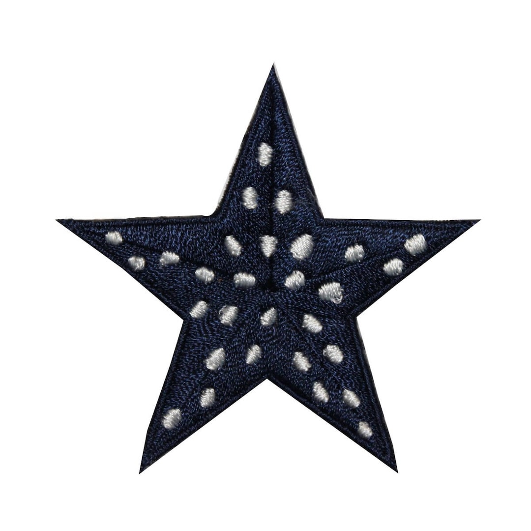 ID 3498 Spotted Blue Star Patch Craft Emblem Design Embroidered Iron on ...