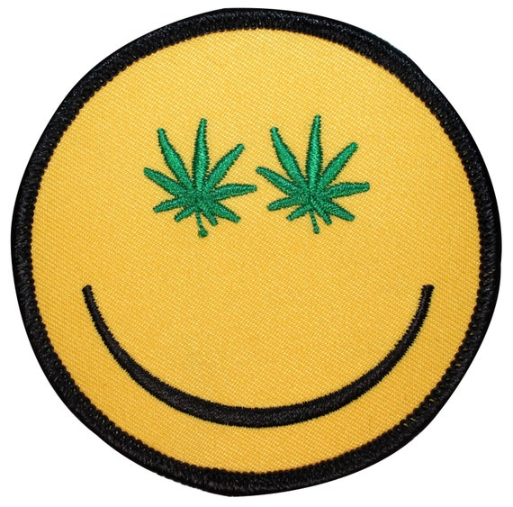 Stoner Smiley Pot Leaf Face Marijuana Weed Embroidered Iron On | Etsy