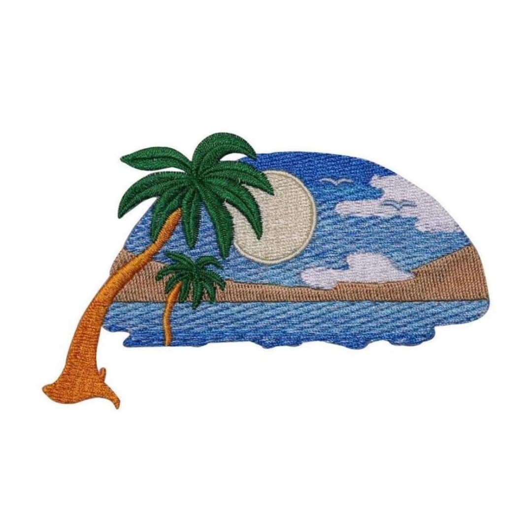 Tropical Sunset Patch Sun Beach Scene Paradise Embroidered Iron on ...