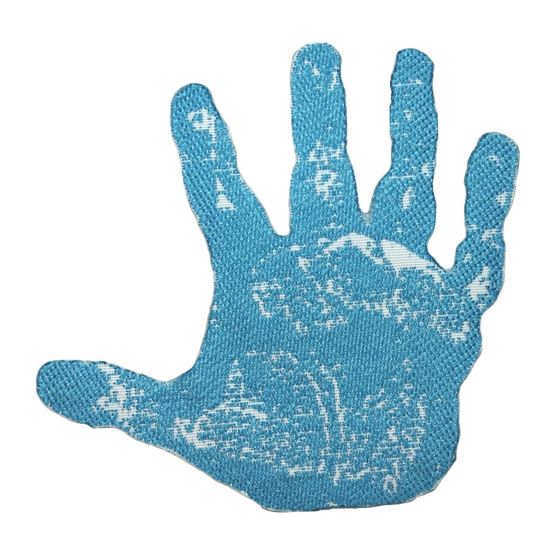 ID 9223 Blue Handprint Patch Symbol High Five Palm Iron on Embroidered ...