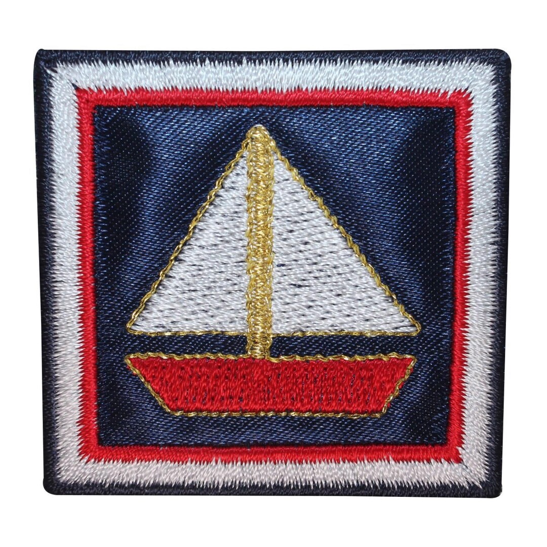 ID 1870 Sailboat Badge Patch Ship Nautical Picture Embroidered Iron on ...