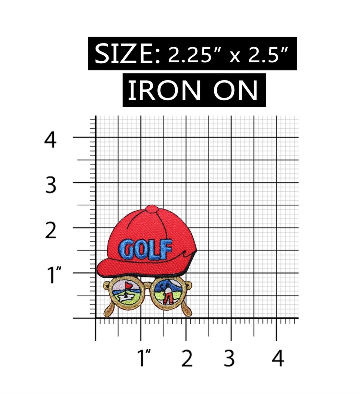 ID 1485 Golf Hat Scene Patch Glasses Golfing Craft Embroidered Iron on ...