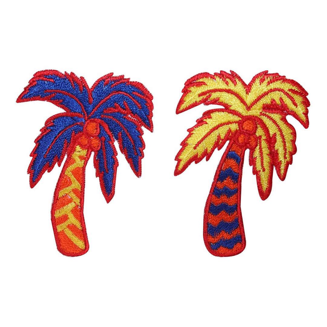 ID 1772AB Set of 2 Exotic Palm Tree Patches Beach Embroidered Iron on ...