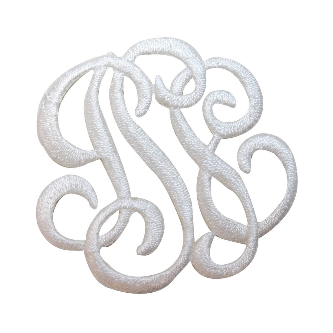 ID 2339 White Cursive Script Patch Logo Emblem Embroidered Iron on ...