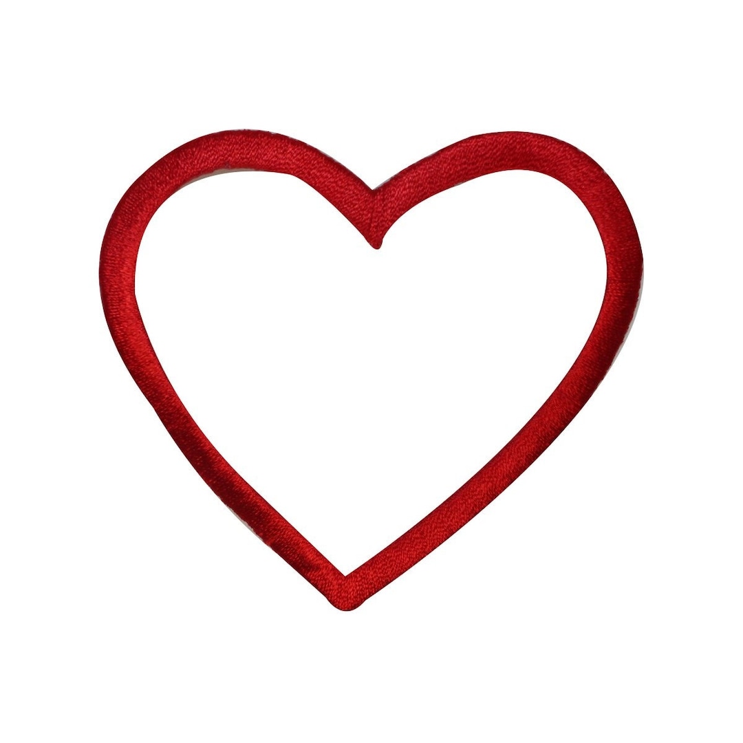 ID 3281A Red Heart Outline Love Shape Design Embroidered Iron on Badge ...