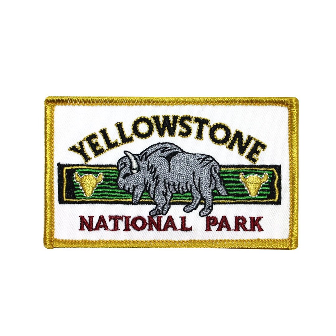 Yellowstone National Park Patch Travel Badge Bison Embroidered Iron on ...