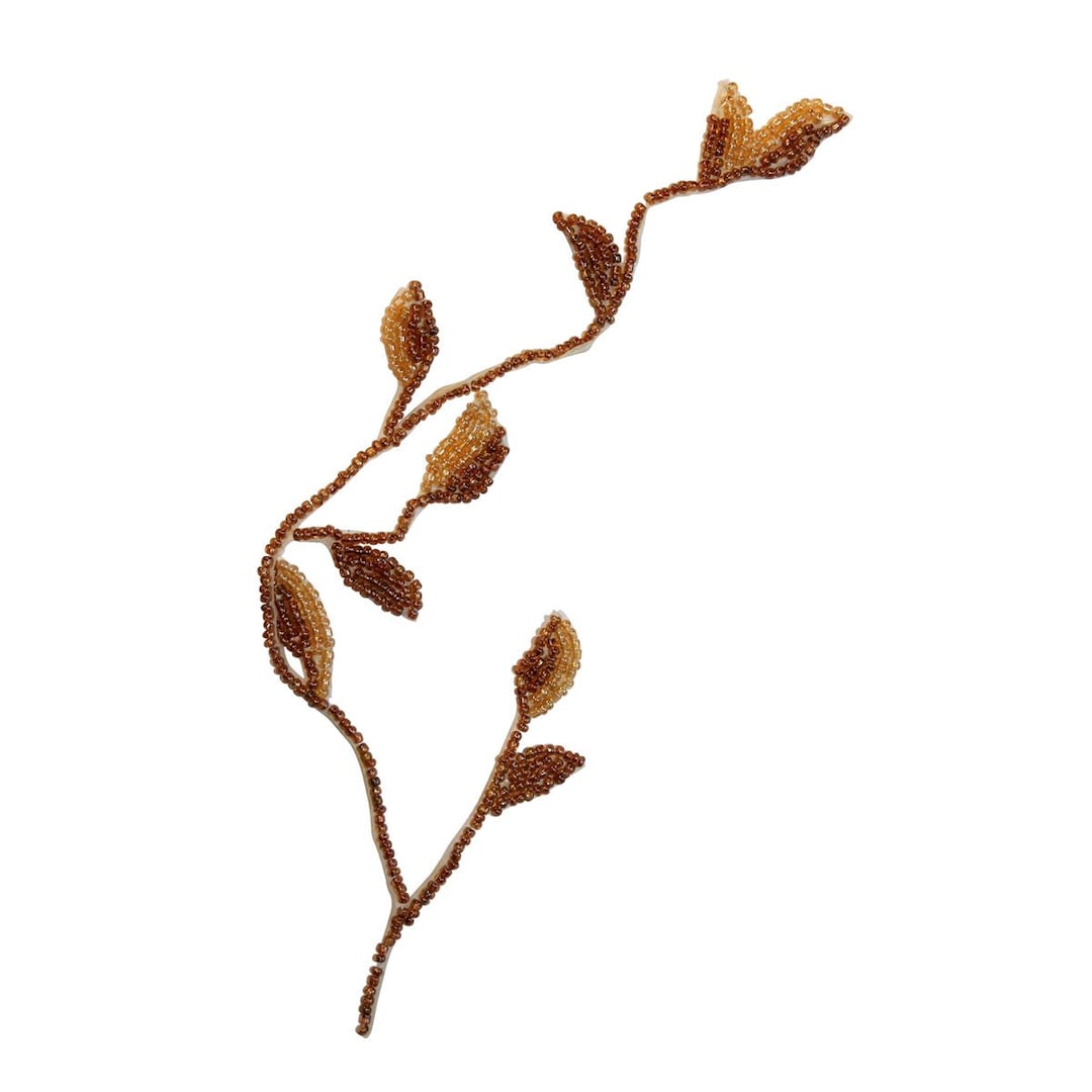 ID 8915 Brown Dried Garden Vine Patch Leaf Nature Plant Beaded Iron on ...
