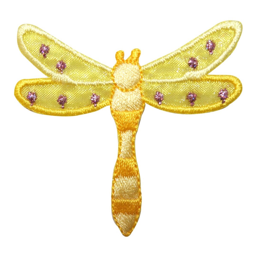 ID 1656B Yellow Spotted Dragonfly Patch Garden Bug Embroidered Iron on ...