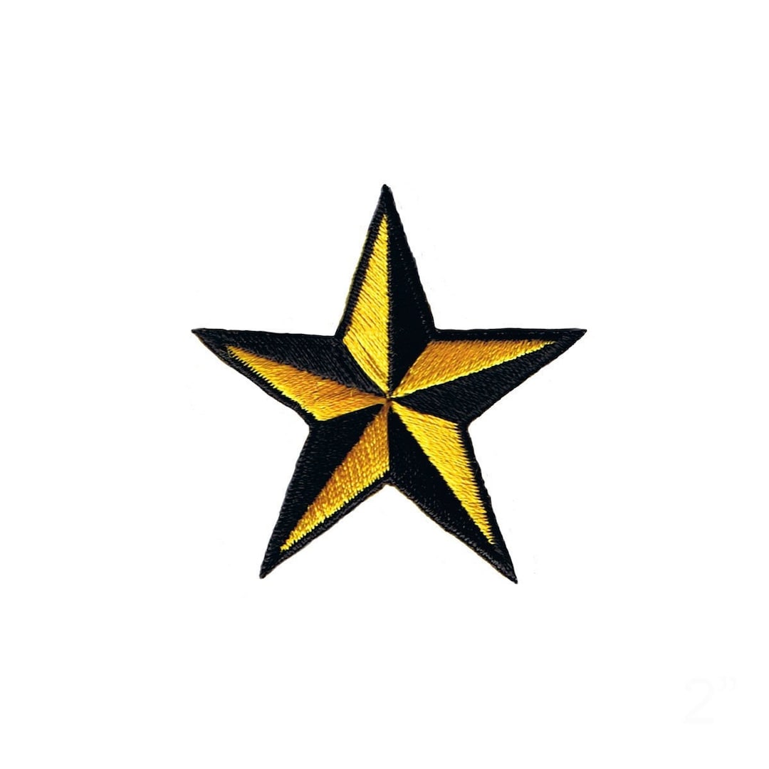 2 INCH Yellow Black Nautical Star Patch Compass Embroidered Iron on ...