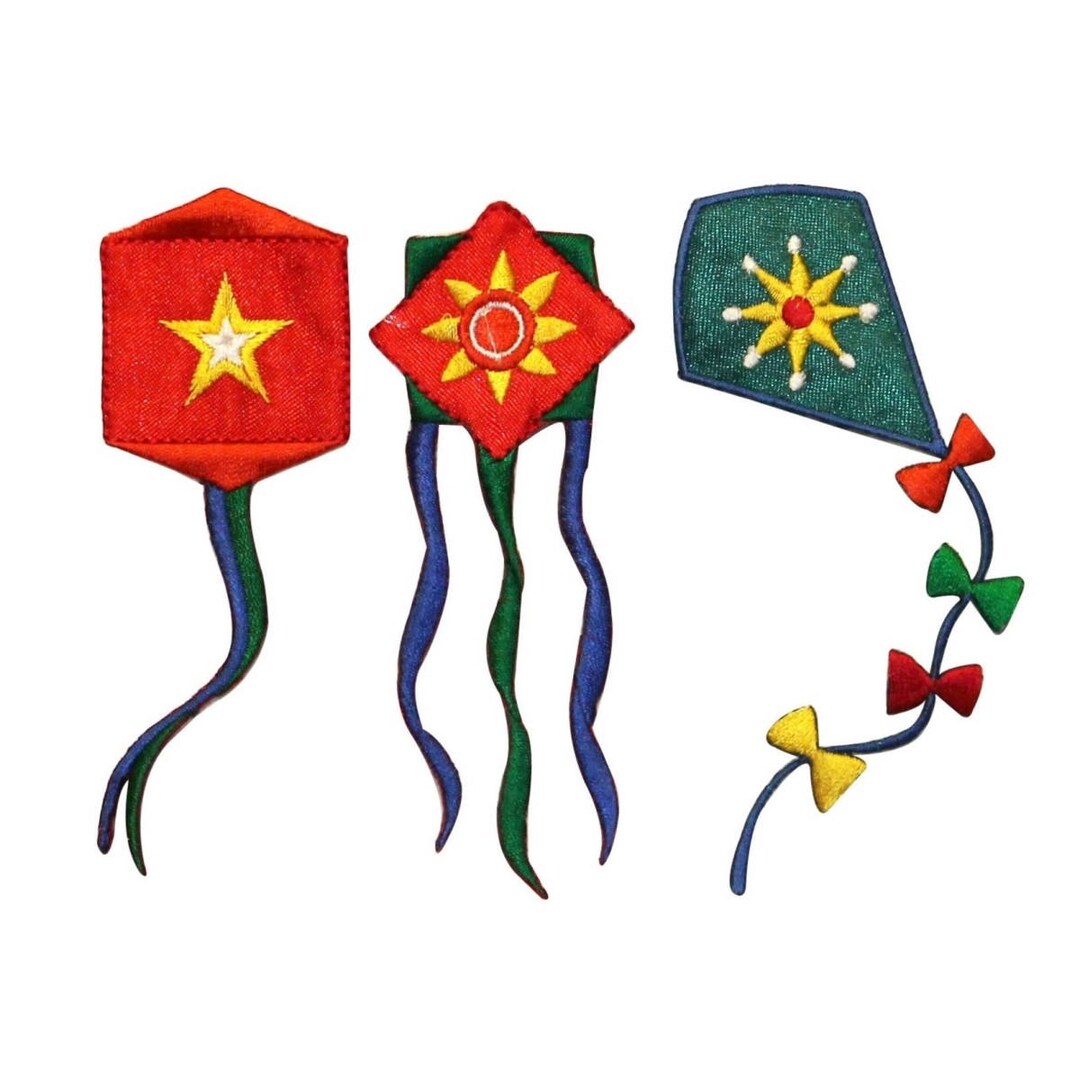 ID 1100ABC Set of 3 Kids Kite Patches Children Toy Embroidered Iron on ...