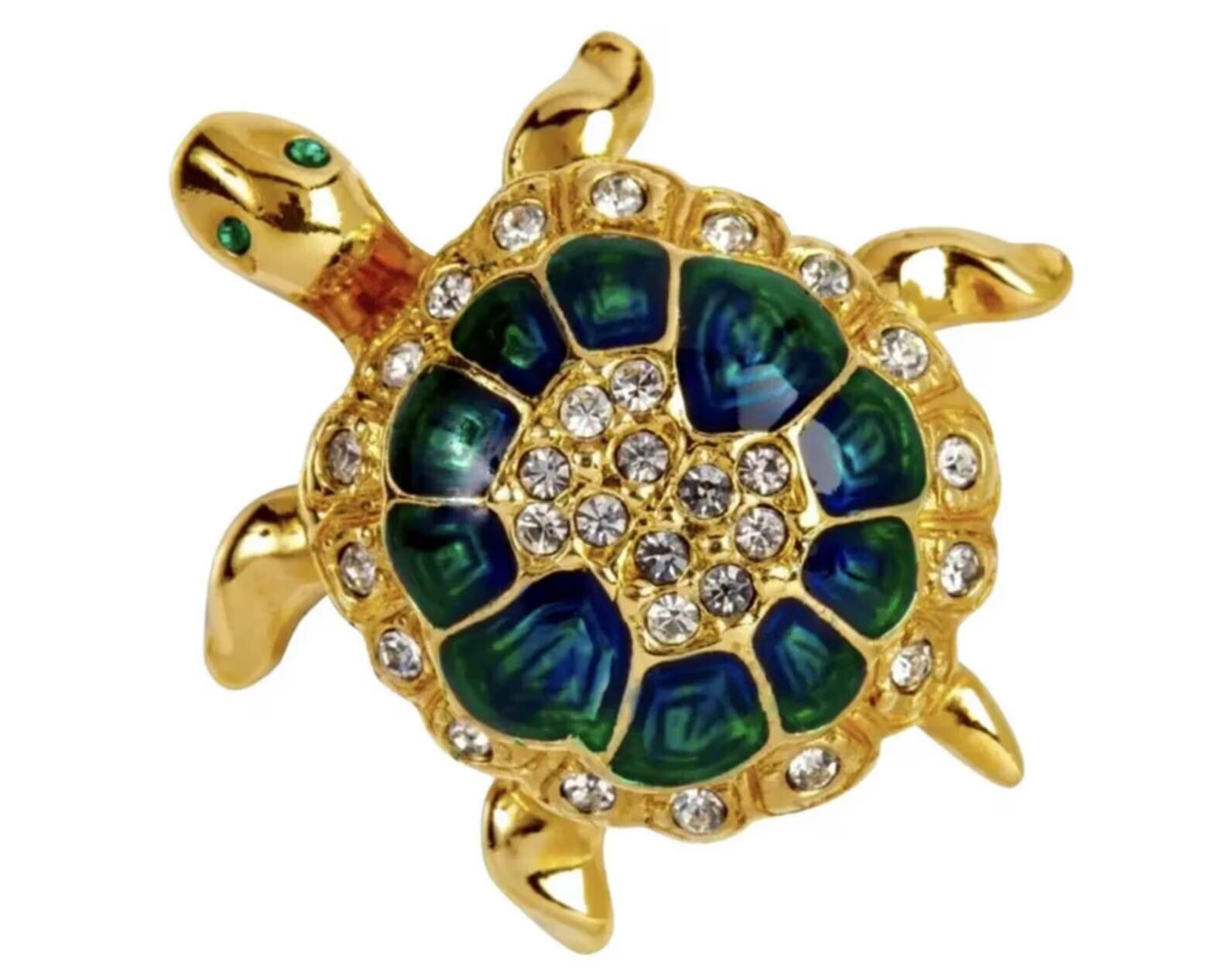 Vintage Attwood & Sawyer Hallmarked Turtle Pin. A and S Signed Enamel ...