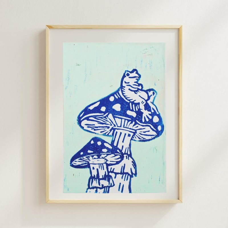 Blockprint Mushroom - Etsy
