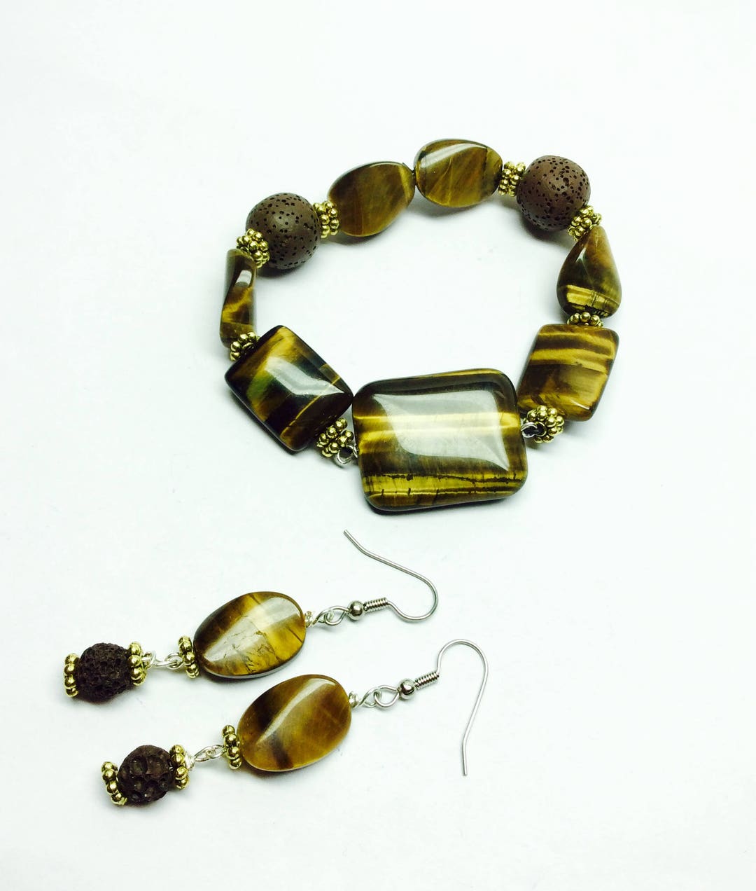 Tiger Eye, brown essential oil diffuser Lava stones bracelet and ...