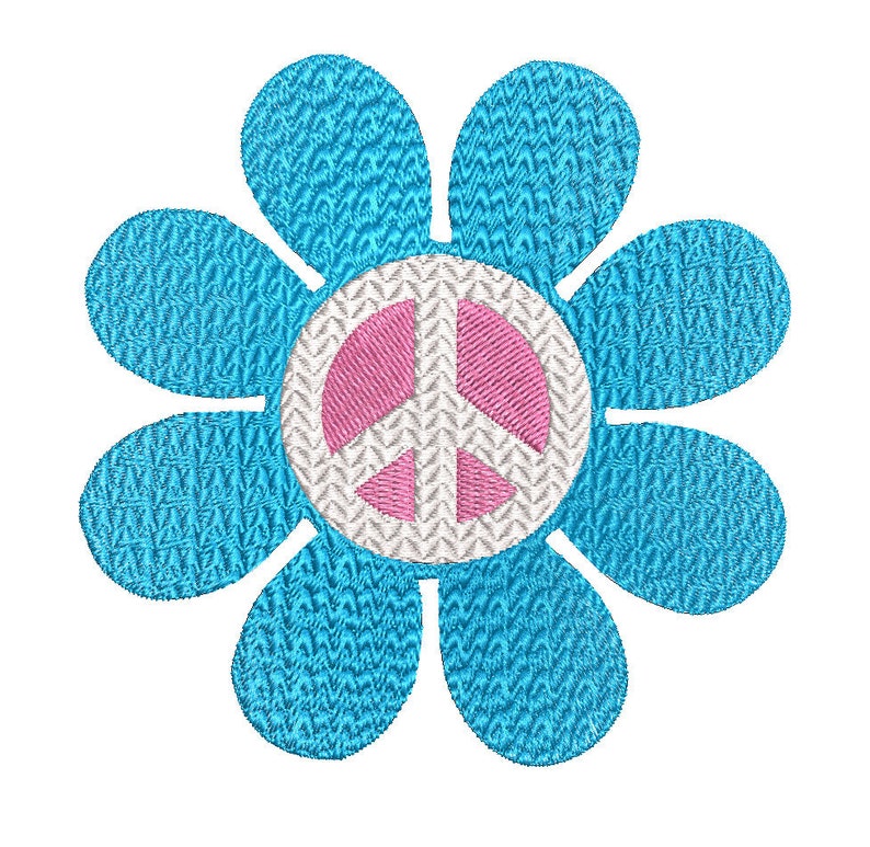 Flower Power With Peace Sign for 4x4 Hoop Embroidery Design - Etsy