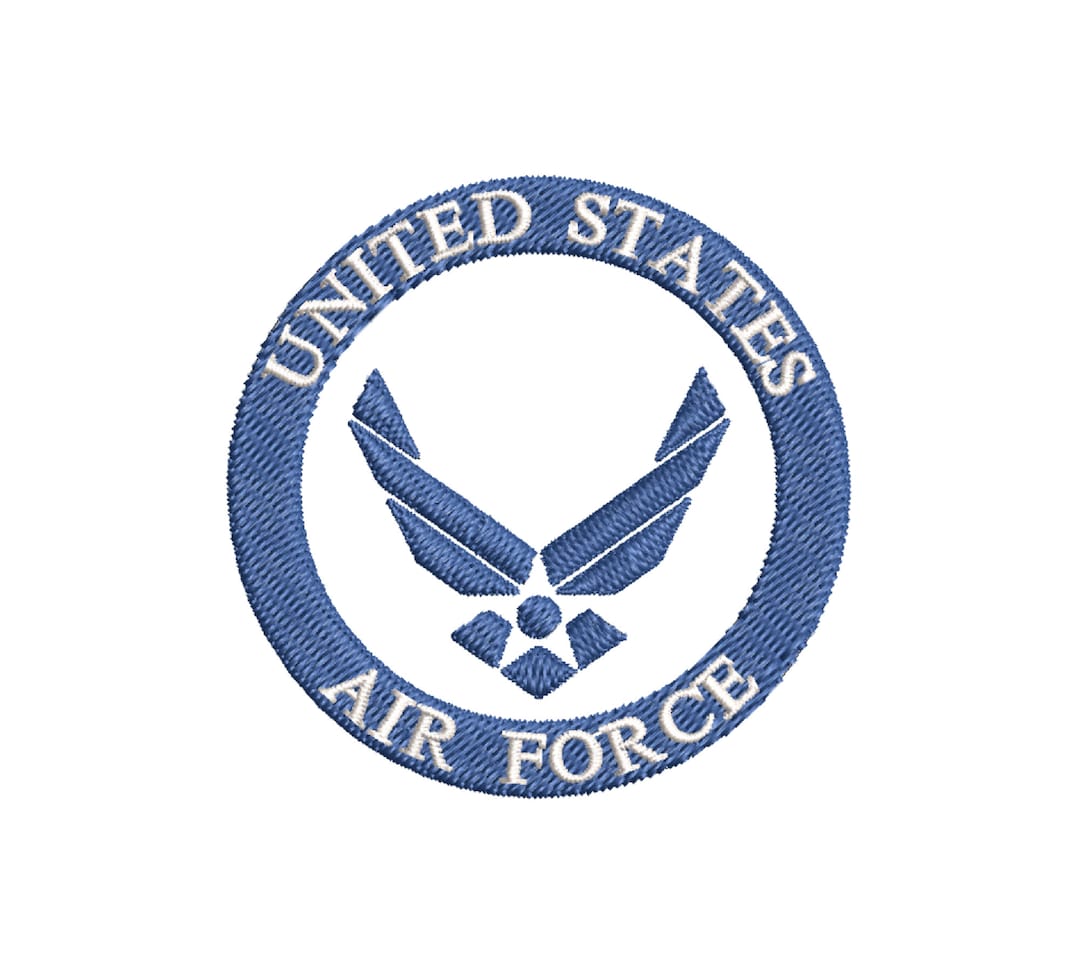 US Air Force Logo Round Embroidery Design in 3 Sizes - Satin and Tatami ...