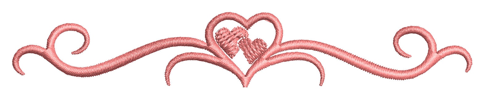 Hearts Scroll Embroidery Design 2 Sizes Instant Download | Etsy