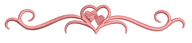 Hearts Scroll Embroidery Design 2 Sizes Instant Download | Etsy