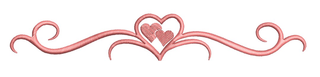 Hearts Scroll Embroidery Design 2 Sizes Instant Download Digital ...