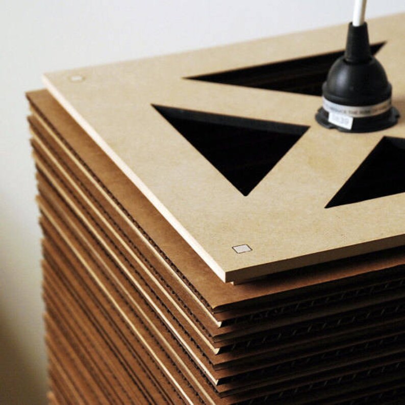 Laser Cut Stacked Cardboard Lamp - 12" X 12" X 12" Modern Pendant ...