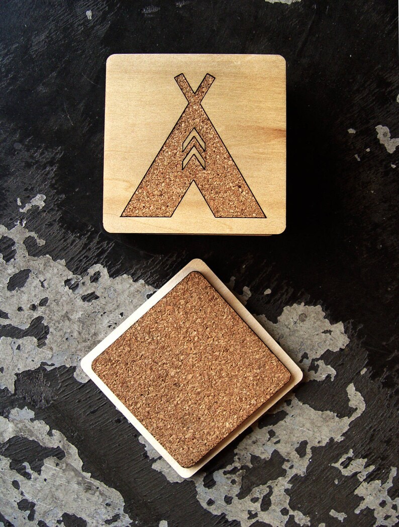 Glamping Wooden Coaster Set 6 Eco Friendly Camping Coasters | Etsy