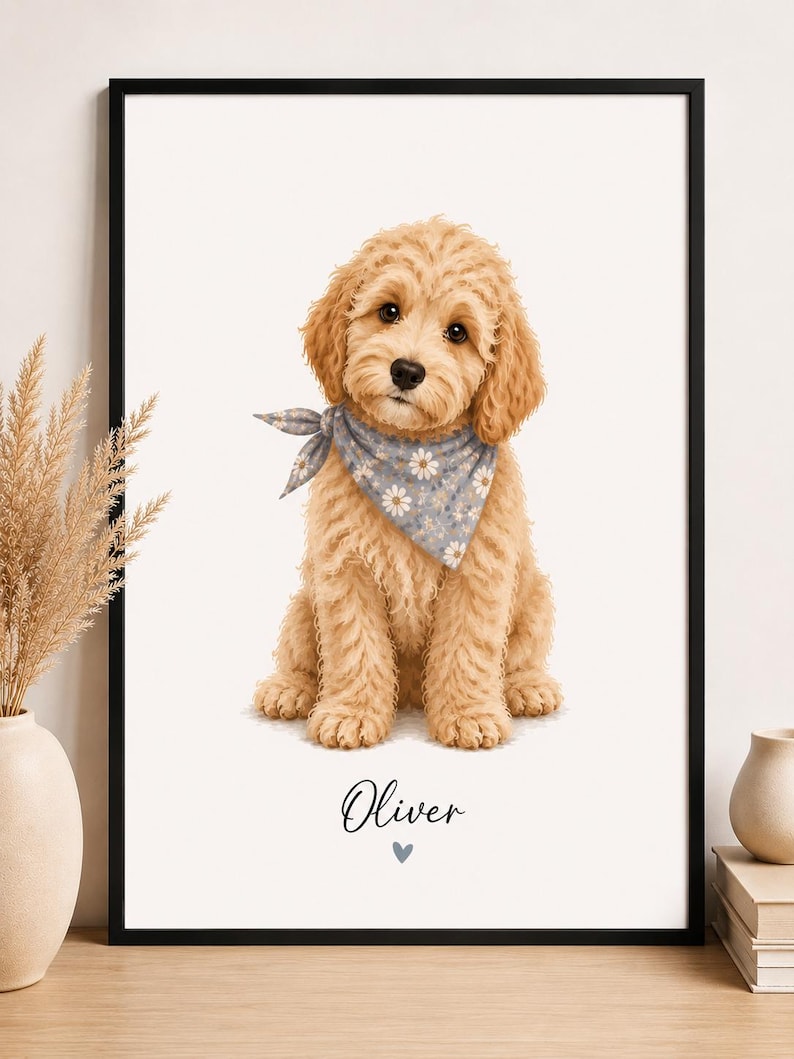 Custom Watercolor Pet Portrait | Personalized Dog Memorial Wall Art ...
