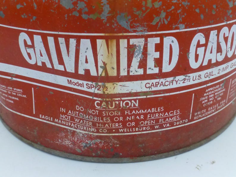 Vintage Eagle Galvanized Gasoline Can Red 2.5 Gallons Model SP-2.5 VGUC ...