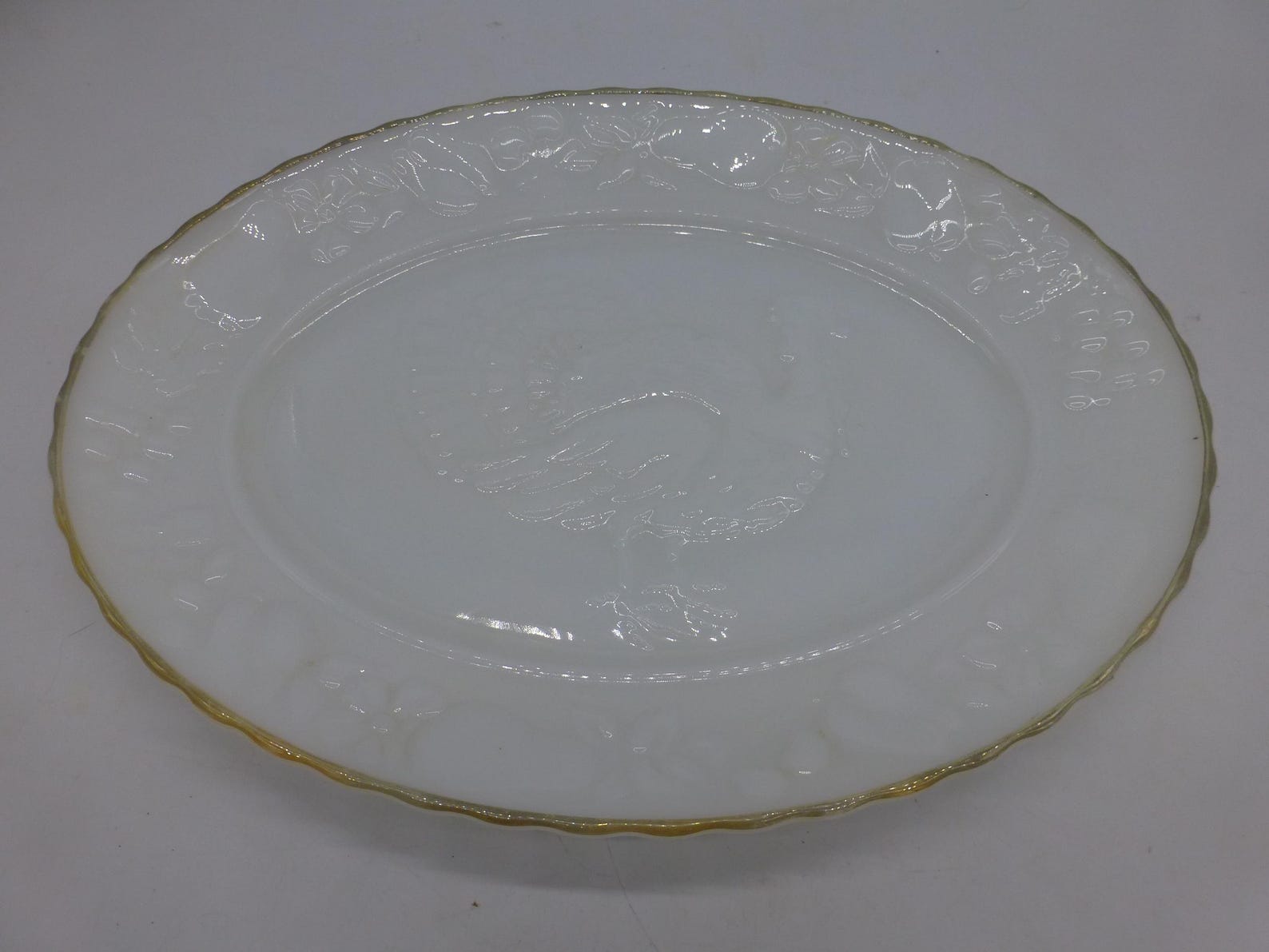Vintage Anchor Hocking #2390 Milk Glass Thanksgiving Turkey 15.5 ...